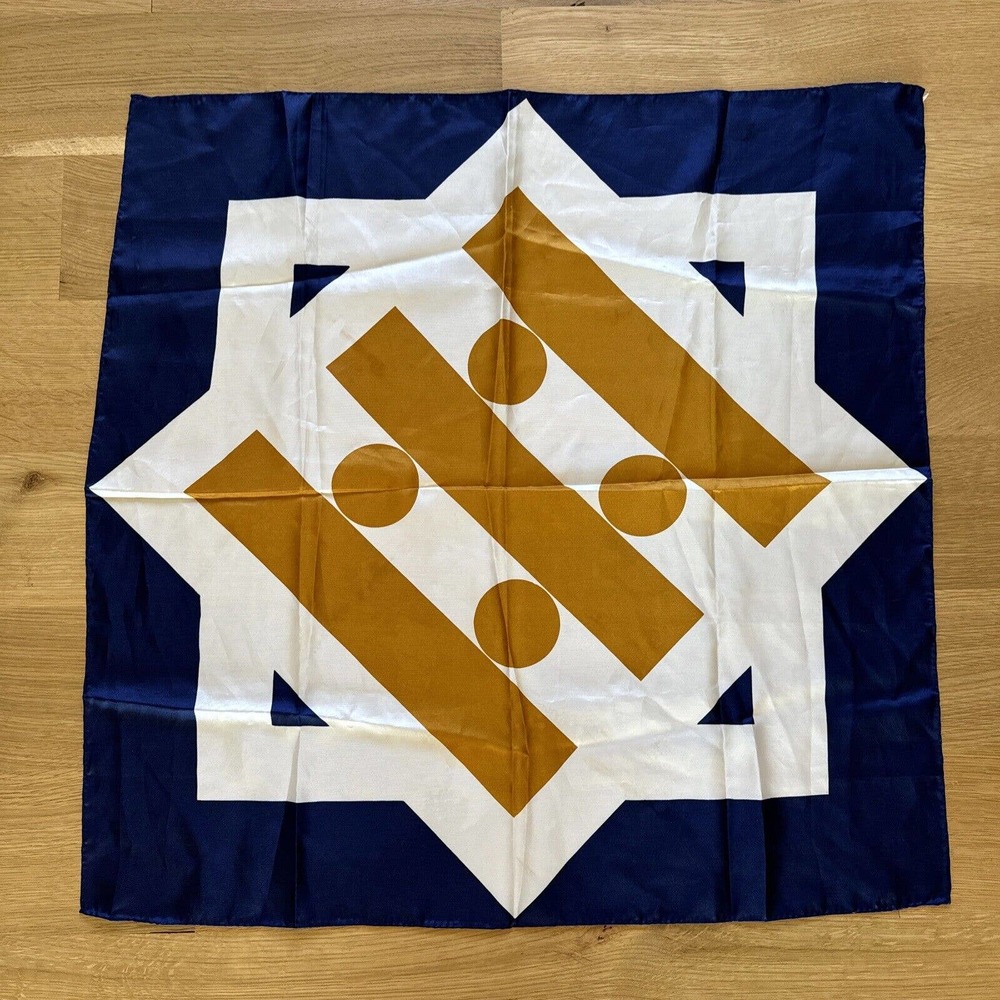 Vintage Lady Heritage Star Of David Scarf Blue Gold M… - Gem